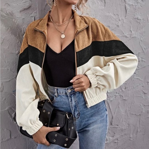 SHEIN | Jackets & Coats | Drop Shoulder Colorblock Jacket | Poshmark